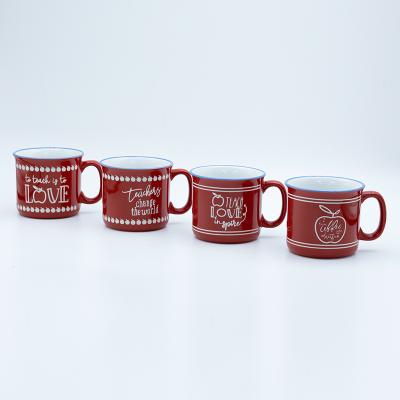 China Happy Teacher's Day Coffee Mug With Color Rim And Sandblasting Memorable Dia 10.5*8.7cm 9.1cmh for sale