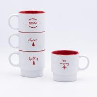 China OEM / ODM 9 Cm Stackable Christmas Coffee Mugs With Silkscreen For Gift Store for sale