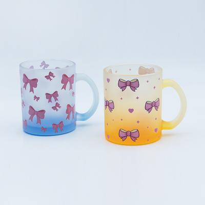 China Festival Valentine's Day Cups With Decal Fired And Bottom Color Sprayed Dia 8*8 Cm  9.5 Cm H for sale