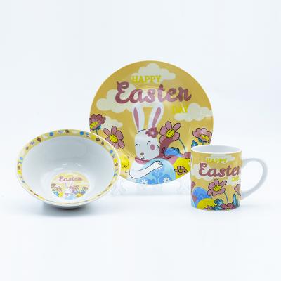 China Easter Dinnerware  Dia 7.1*7cm 8.3cmH Mug, Dia19.2*11.7cm 2.3cmH Plate And Dia 15.2*6.5cm 5.4H Bowl for sale