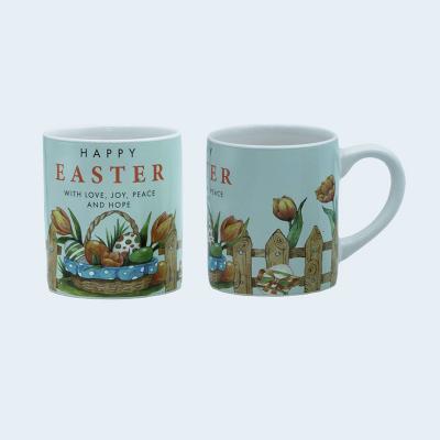 China Two Tone Easter Mug With Decal Fired Dia 7.1*7 Cm 8.3 Cm H  For Festival Celebration Type for sale