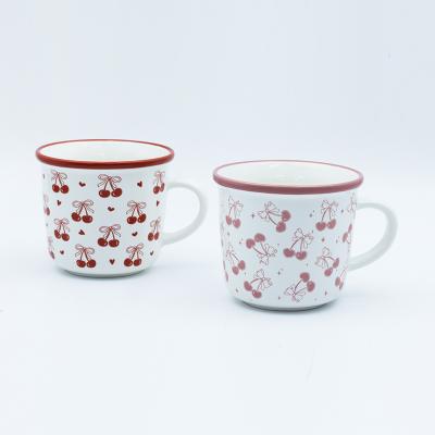 China Color Rim Valentine's Day Mug Laser Engraving 370 Ml For Gift Shoppers for sale