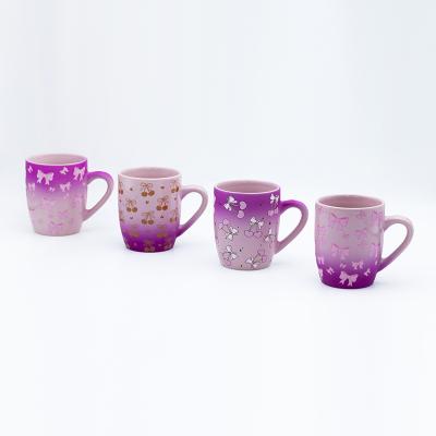 China Souvenir Wholesale Shop Valentine's Day Mug With Color Spraying And Decal Fired Memorable for sale