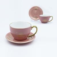 China 470ml Mother's Day Plates Dinnerware 420cc With Golden Pattern Rim And Handle Electroplating Commemorative for sale