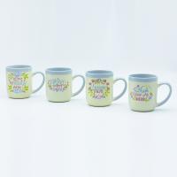 China Festival Celebration 500 Ml Two Tone Color Jumbo Mugs With Decal Fired And Matte Ivory Outside for sale