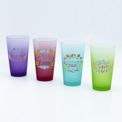 China Frosted Color Sprayed Mother's Day Cup With Decal Fired 500ml for sale