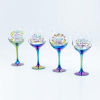 China Gift Shoppers Mother's Day Custom Goblet With Partial Iridescent Electroplating And Decal Fired 21.7cmH for sale