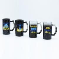 China Father's Day Cup 520 Ml With Gradient Black Sprayed And Dot Sprayed And Decal Fired Cup for sale