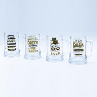 China Dia 8.3*9.5cm 13.5cmH Father's Day Glass Tankard Personalized With Golden Glitter Decal Fired for sale