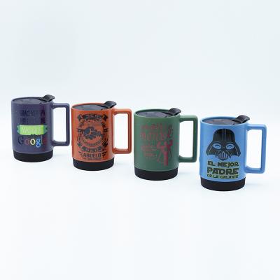 China Decal Fired Happy Fathers Day Star Glaze  Mug Silicon Base And Plastic Cover 9.8cmH For Souvenir for sale