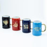 China Dia 8.3*9.4cm 13.7cmH Father's Day isolated electroplating beer mug for festival celebration for sale