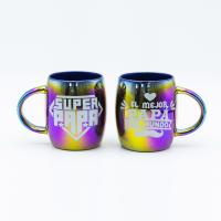 China 11.2cmH 500ml Father's Day Coffee Mug Dia 7.8*6cm With Iridescent Electroplating And Decal Firing for sale