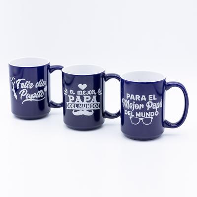 China 410ml  Ceramic Fathers Day Mugs Dia 8.5*6.8cm With Glitter Decal Fired for sale