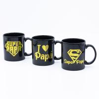 China 330ml Custom Father's Day Jumbo Size Coffee Mug With Glitter Decal Fired Festival Coffee Mugs. for sale
