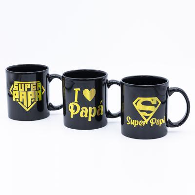 China 330ml Custom Father's Day Jumbo Size Coffee Mug With Glitter Decal Fired Festival Coffee Mugs. for sale