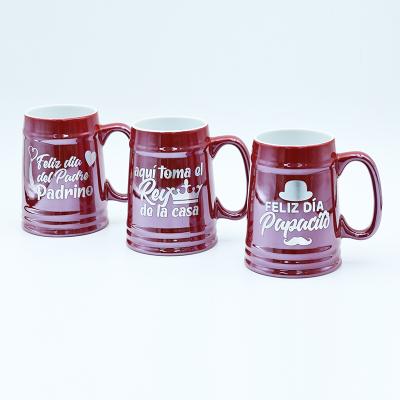 China Souvenir Wholesale Shop Father's Day Lightning Electroplating Mug With Laser Silver Foil Decal Firing for sale