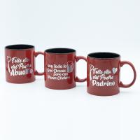 China Customized 570ml  Black Inside Red Outside With Silver Laser Foil Decal Firing 19 Oz Ceramic Jumbo Mugs for sale