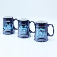 China Diamond Blue Foil Decal Fired  Father's Day Mugs  Dia 8.1*10.2cm 13.5cmH 650ml for sale