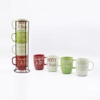 China Stackable 380ml Christmas Coffee Mug With Sesame Glaze And Decal Fired For Holiday Coffee Moments for sale