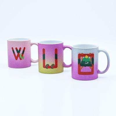 China 330ml Volume Ceramic Christmas Coffee Mug With Glitter And Color Spraying For Holiday Gift Shops for sale