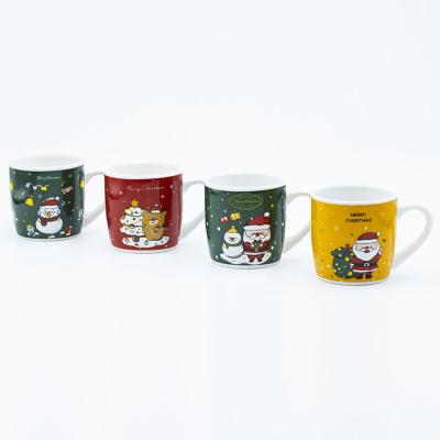 China 250 Ml Funny Christmas Two Tone Coffee Mugs With Decal Fired For Souvenir Wholesale Shop for sale