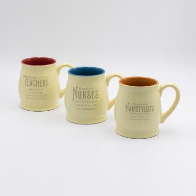China Two Color Glaze Ceramic Coffee Mug With Decal Fired For Teacher Appreciation Day 460 Ml for sale
