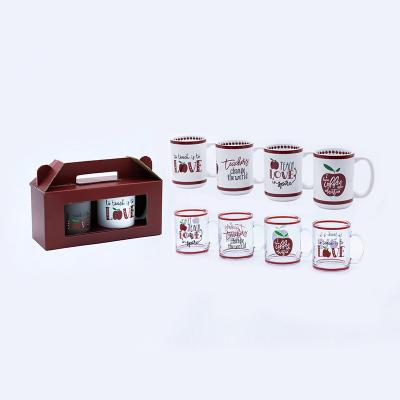 China Single Color Teacher's Day Set Of Cups And Mugs With Inside And Outside Decal Fired Memorable for sale