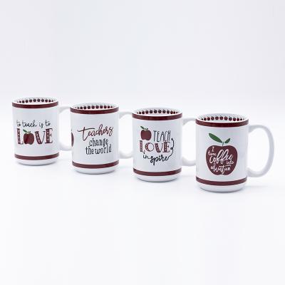 China Gift Stores Teacher's Day Single Color Mugs With Inside And Outside Decal Fired Memorable for sale