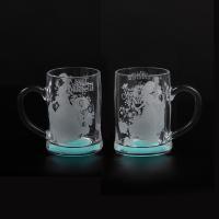 China Glass Custom Logo Mugs  With Glitter Powder And Color Spraying Dia 7.8*8.5cm 12cmh 380ml For Gift Shoppers for sale