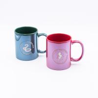 China IP Customer 330 Ml Branded Coffee Mugs With Electroplating Isolation And Sandblasting for sale