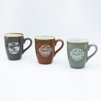 China Souvenir Two Tone Mug Featuring Color Rim And Sandblasted 410ml Capacity Perfect For Collecting And Gifting for sale