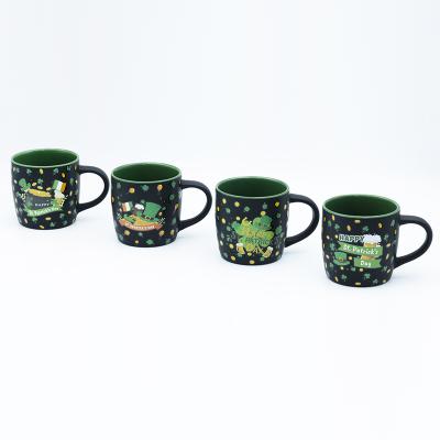 China 330ml St Patrick's Day Sparkle Powder Coffee Mugs Dia 8.6*7.1 Cm 8.6 Cm For Cultural And Tourism Creative Store for sale