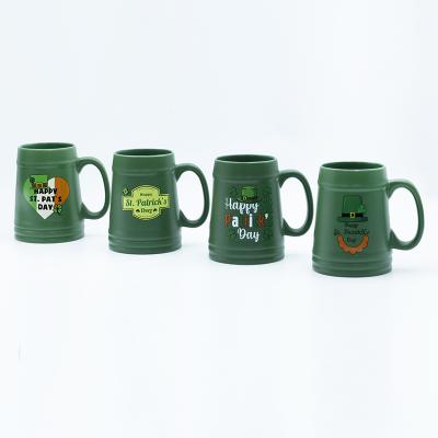 China Decal Fired St Patrick's Day Beer Mugs Dia 8.3*13.7 Cm 10.3 Cm H 700 Ml For Tourist Attractions for sale