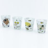 China Acid-pickling Glass Shamrock Cups With Decal Fired Dia 4.9*3.5 Cm 6 Cm H 80 Ml for sale
