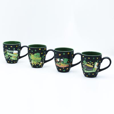 China Unique Design St Patrick's Day Mug With Sparkle Powder And Decal Fired 490ml For Cultural Enthusiast for sale