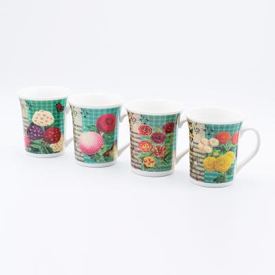 China 410ml Summer Coffee Mug With Decal Fired Dia 9.6*5.3cm 10.8cmh Design For Collectible Items Customer for sale