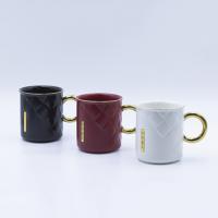 China Dia 8.2*7cm 9.9cmH 400ml  Mugs With Electroplating And Badge For Gift Stores for sale