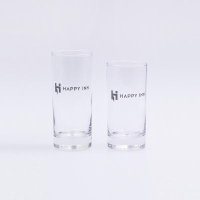 China Dia 6.4*5.8cm 13.3cmh 280ml Branded Glass Cup With Decal Fired Customizable for sale