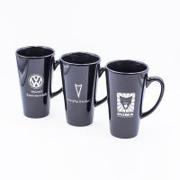 China Black Branded Coffee Mugs With Sandblasting Dia8.9*5.8cm 15.2cm 450ml For Car Enthusiast for sale