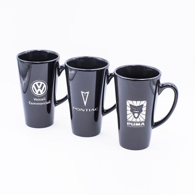 China Black Branded Coffee Mugs With Sandblasting Dia8.9*5.8cm 15.2cm 450ml For Car Enthusiast for sale