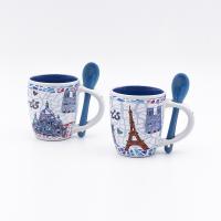 China Decal Fired Design And Ceramic Spoon Souvenir Coffee Mug With 85 Ml Capacity for sale