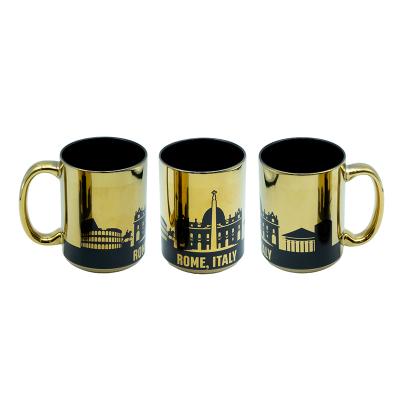 China Souvenir Coffee Mug With Electroplated And Decal Fired Design 330ml For Cultural Tourism Creative Store Souvenirs for sale