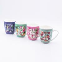 China Two-tone coffee mug with decal fired Dia 8.2*5.5cm 9.7cmH 300ml unique design for souvenir store for sale
