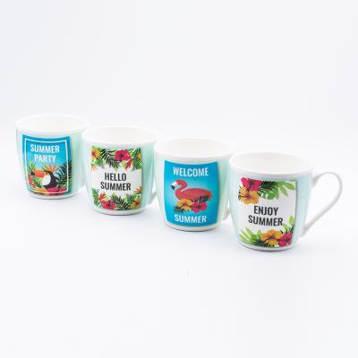 China Unique design souvenir two-tone coffee mug with decal fired Dia 10*6.7cm 10cmH 490ml for  home goods store for sale