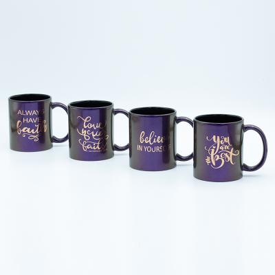 China 420ml Souvenir coffee mug with laser decal Dia 8.8*8.8cm 10.8cmH unique design for home goods store for sale