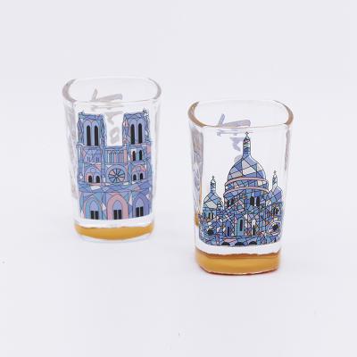 China Souvenir cup with decal firing and color spraying Dia 4.2*3.5cm 6.3cmH 40ml unique design for souvenir wholesale shop for sale