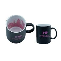 China Souvenir two-tone coffee mug with decal fired and sparkle powder unique for souvenir shop wholesale for sale