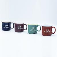 China Dia 10.5*8.7cm 9.1cmH 450ml souvenir coffee mug with sandblasting unique for souvenir shop for sale