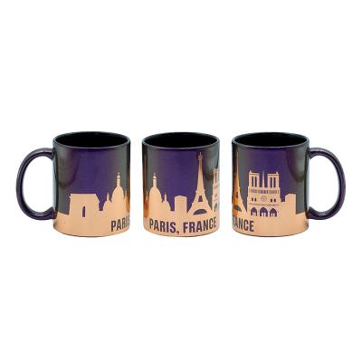 China Souvenir coffee mug with laser decal fired Dia 8*8cm 9.5cmH 330ml for souvenir shop wholesale for sale