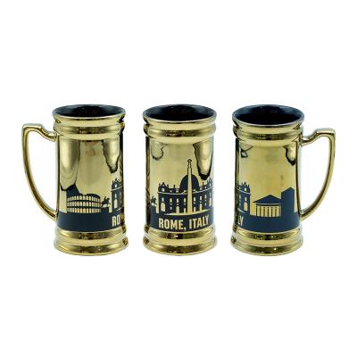 China 580ml Souvenir mug with electroplate and decal fired Dia 8.7*9cm 16.2cmH memorable for tourist attractions for sale